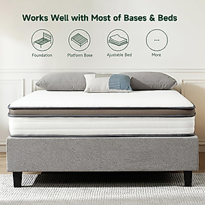 Z-hom Queen Mattress Bed in a Box, 10 Inch Cooling Memory Foam Spring Mattress Queen Size, Hybrid Innerspring Mattress Queen, Medium Soft Queen Mattresses for Silent Sleep, White