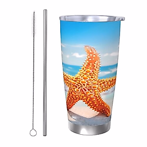 AYCZN Starfish 20 OZ Tumbler Stainless Steel Travel Coffee Mug, Ocean Beach Insulated Water Bottle with Lid Leakproof Thermal Cup
