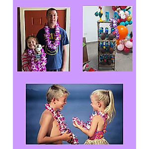 12 Pcs Thicken 41 Inch Purple Hawaiian Leis for Graduation Party, Dance Party, Photo Prop in Outdoors (12 Pcs)