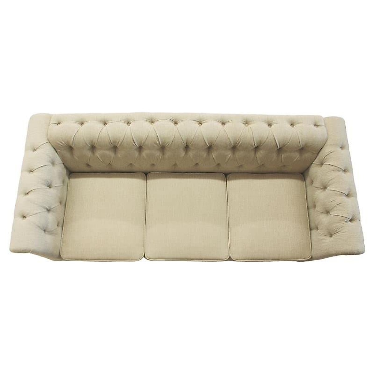 5STARS N&R RN Furnishings Chesterfield 81" Button Tufted Linen Fabric Sofa-Beige