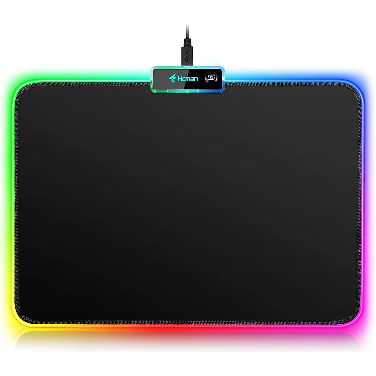 Hcman RGB Gaming Mouse Pad, Small Mousepad 340×245×3mm, PC Gaming Accessories LED Mouse Mat for Desk, Mouse Pads Boy Gifts for Computer Gamer - Black