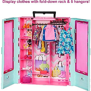 Barbie Closet Playset with 3 Outfits, Styling Accessories and Hangers, Mix-And-Match Barbie Clothes for 50+ Looks (Amazon Exclusive)