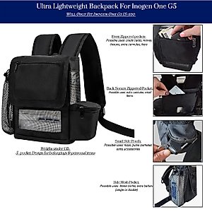 O2TOTES USA Lightweight Carrier for Inogen One G5 Oxygen Concentrator, Portable Oxygen Backpack with Adjustable Straps & Zippered Pockets (Black) Patented Design, New heavy duty zippered bottom