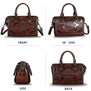 Genuine Leather Top Handle Handbag for Women Handmade Vintage Satchel Retro Cowhide Crossbody Handbags Purse Hobo Bags