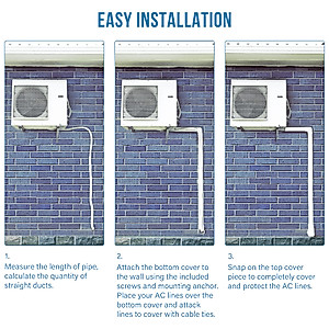 3" W 4.2Ft L Line Set Cover Kit for Mini Split Air Conditioners Decorative PVC Slim Line Cover for Central AC & Heat Pumps Systems Tubing Cover