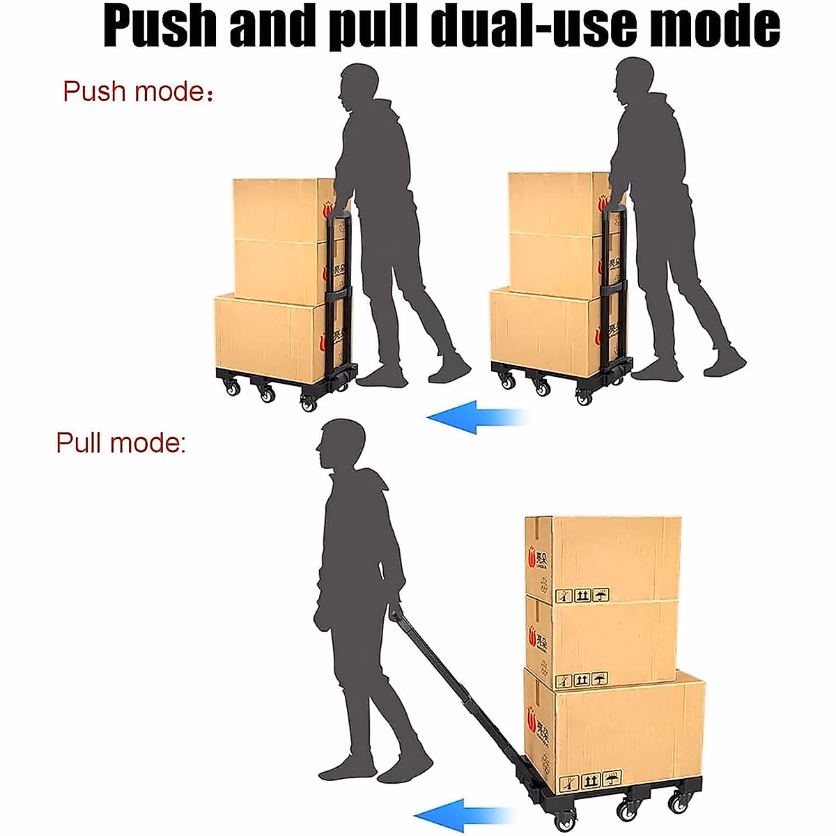 Platform Truck Platform Truck with 6 Wheels Flat Handtruck Metal Folding Push Cart Portable Flatbed Cart Load 330 Lbs Moving Dolly Cart Reliable