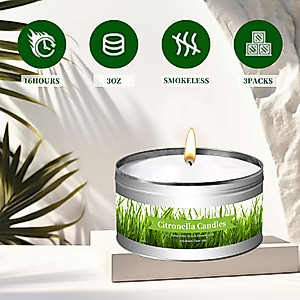 Gadojuewo Citronella Candles Outdoor Indoor Large, 3 Pack 3.1 oz Soy Wax Jar Candles up to 49 Hours, Citronella Candles Sets for Garden, Backyard,Patio,Yard,Balcony,Camping,Indoor Outdoor