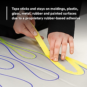 3M Automotive Refinish Masking Tape 06653, 388N, Yellow Color, Water Resistant, Multi-Purpose, 24 mm x 55 m