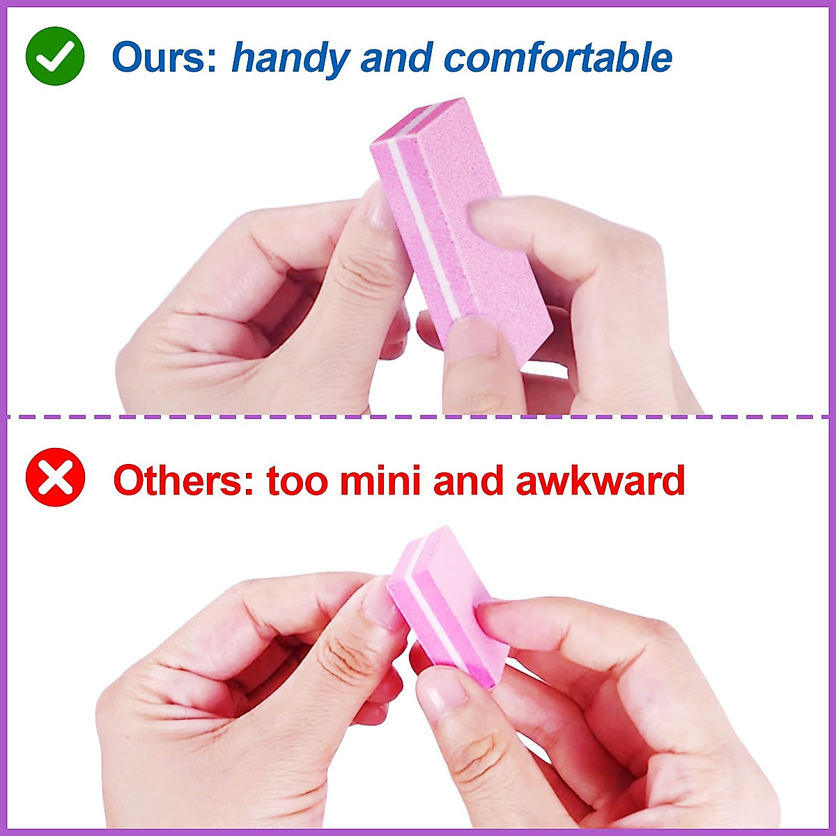 Pink Professional Nail Buffer Set - 30 Pcs, Acrylic & Natural Nails, 100/180 Grit Buffer Blocks