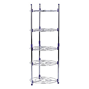 5 Tiers Pot Shelf, 101.5 x 35cm Silver Carbon Steel Home Kitchen Metal Wire Shelving Organizer Storage Rack Cookware Holder