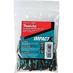 Makita A-96528 Impactx 2 Square Recess 1″ Insert Bit, 50 Pack, Bulk