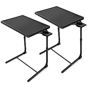 Adjustable TV Tray Table - TV Dinner Tray on Bed & Sofa, Comfortable Folding Table with 6 Height & 3 Tilt Angle Adjustments by HUANUO (2 pack)