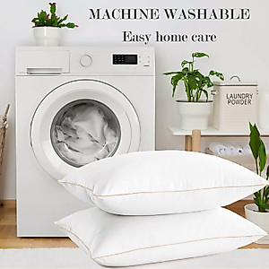 Pillows King Size Set of 2, Luxury Soft King Size Pillows, Hotel Collection Bed Pillows for Sleeping, Down Alternative Filling Breathable Pillow, Gel Cooling Pillow