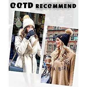 FURTALK Womens Winter Knitted Beanie Hat with Faux Fur Pom Warm Knit Skull Cap Beanie for Women