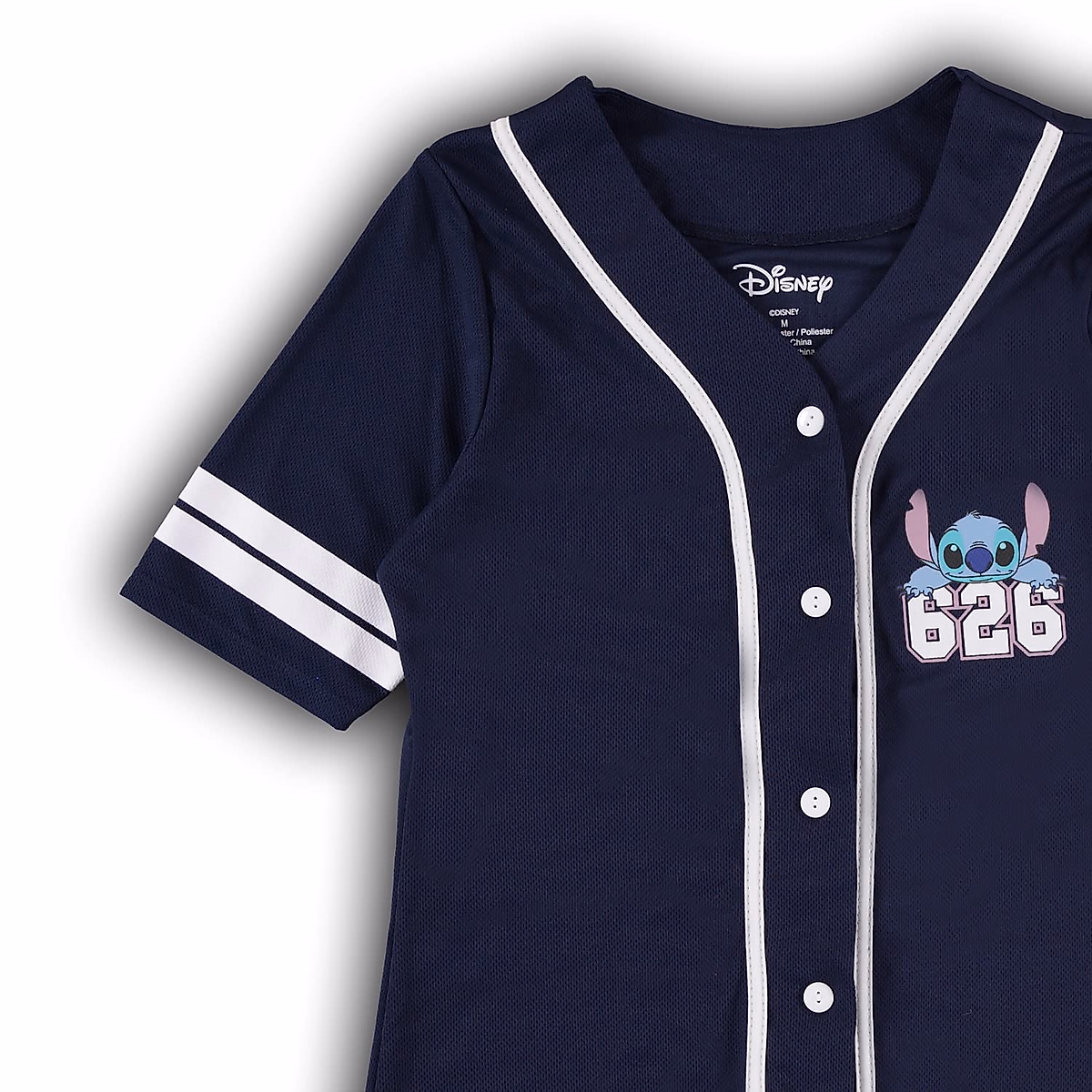 Disney Ladies Lilo and Stitch Shirt - Ladies Classic Lilo and Stitch Baseball Jersey Lilo and Stitch Mesh Jersey (Navy, X-Large)