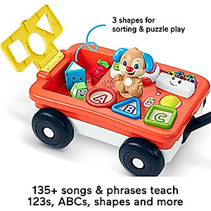 Fisher-Price Laugh & Learn Baby & Toddler Toy, Pull & Play Learning Wagon With Smart Stages & 4 Pieces For Ages 6+ Months [Amazon Exclusive]
