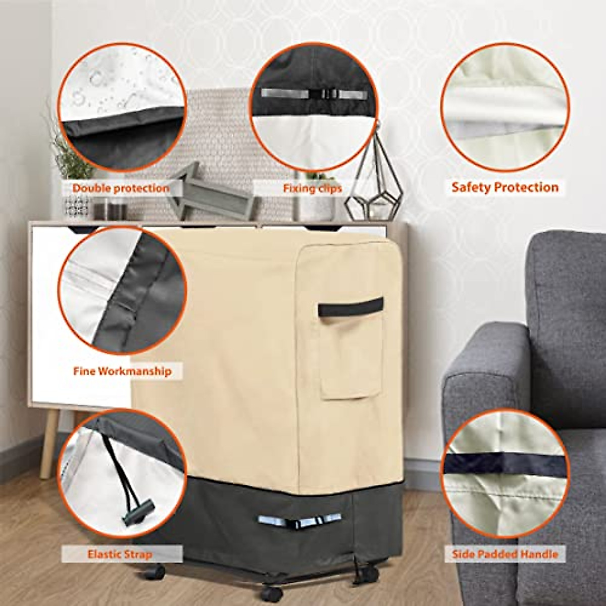 Aaaspark Folding Bed Storage Cover, Rollaway bed cover, waterproof and breathable Oxford cloth, suitable for 39 inch double bed (39 "x 15" x 44.8 "), indoor and outdoor universal, beige gray splicing