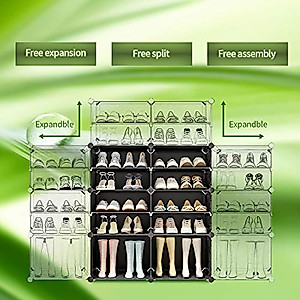 KOUSI 60-Pairs Shoe Rack for Entryway Shoe Storage Space Saver Plastic Shoe Organizer Narrow Standing Expandable for Heels, Boots, Slippers,Black