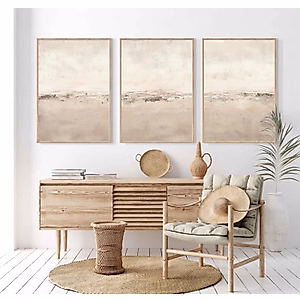 Baccone Beige Abstract Wall Art Set of 3 Neutral Canvas Wall Art Prints Boho Abstract Picture Modern Abstract Art Wall Decor Minimalist Artwork for Living Room Beroom Decor 16x24 Inch UNFRAMED