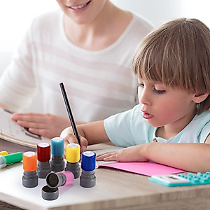 12 Pack Sorted Teacher Stamp Self-Inking Rubber Stamps Picture Stamps for Teachers Motivation Stamps Teacher Review Photosensitive Stamps Behavior Stamps for Kids Students School Classroom Homework