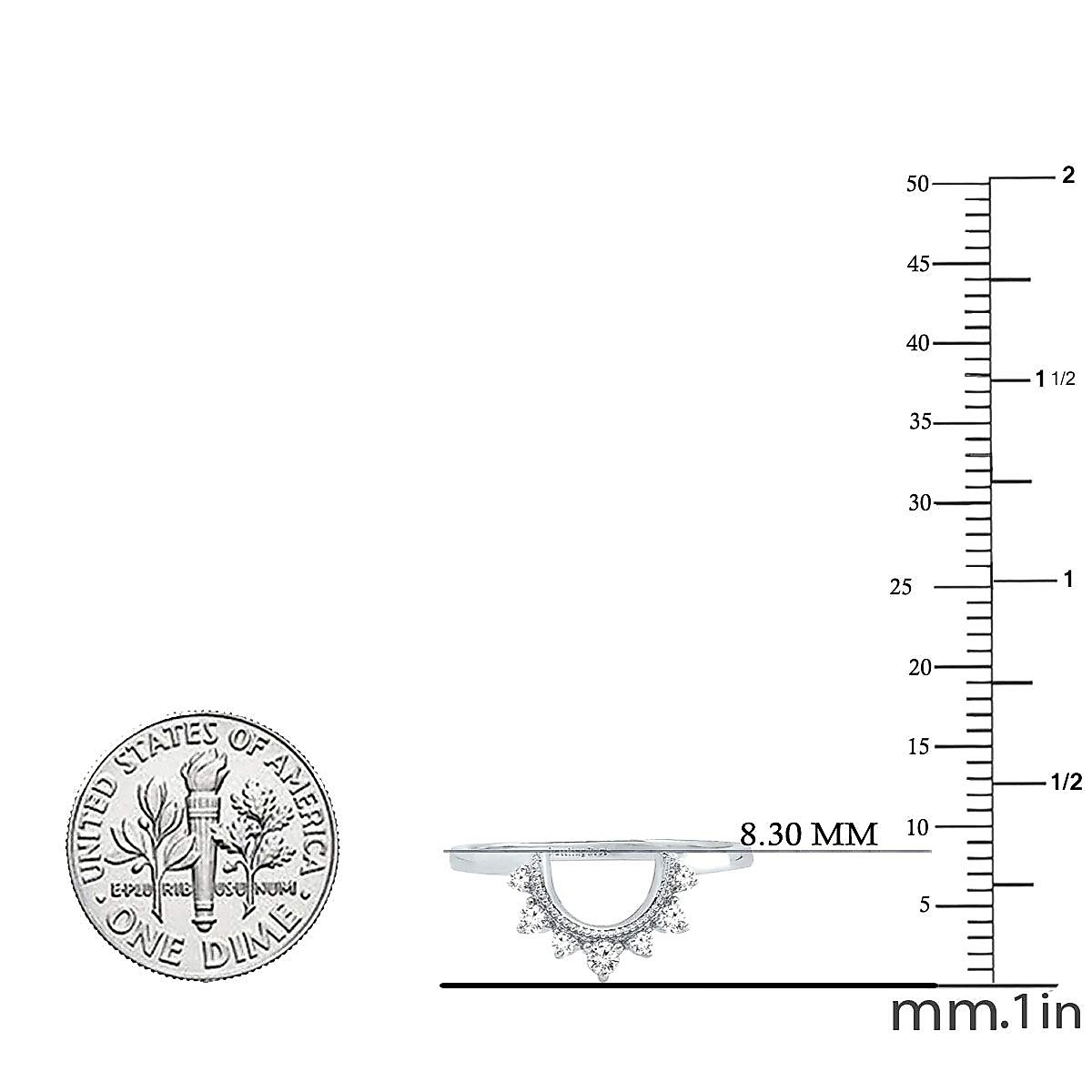 Dazzlingrock Collection 0.15 ctw Round White Diamond Ladies Guard Curved Wedding Band for Solitaire Ring, 14K White Gold, Size 8.5