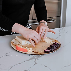 Naturally Chic Palm Leaf Trays – 13 Inch Round - Bamboo Like, Eco Friendly, Disposable, Compostable and Biodegradable Serving Platters for Charcuterie Boards, Catering and Parties