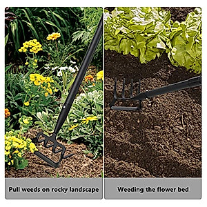 BsBsBest Hoe Garden Tools, Gardening Tools for Weeding, Stirrup Hoe Long Handle for Yard Weed Puller, Scuffle Hula Adjustable Weeding Loop Hoe for Lawn, Vegetable, Soil, Planting 37-49 Inch, Black