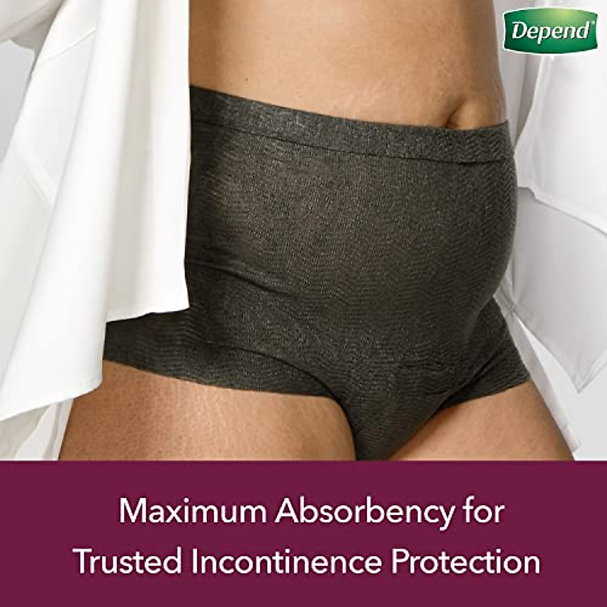 Depend Silhouette Adult Incontinence and Postpartum Underwear for Women, medium (32–42" waist), Maximum Absorbency, Black, 56 Count (2 Packs of 28)