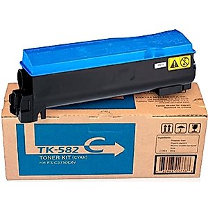 Kyocera 1T02KTCUS0 Model TK-582C Cyan Toner Kit for FS-C5150DN/P6021CDN; Genuine Kyocera; Up to 2800 Pages Yield, Includes Waste Toner Container