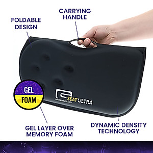 GSeat Ultra Orthopedic Gel and Foam Seat Cushion (Black) – for Coccyx, Back, Tailbone, Prostate, Postnatal, and Sciatica Pain/Discomfort – Office, Car, Chair, Travel