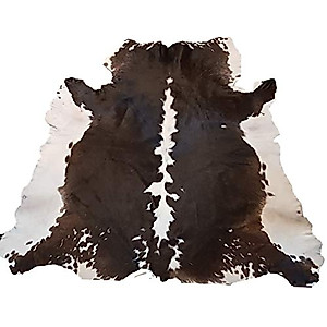 New Large 100% Brown & White Cowhide Leather Rugs Cow Hide Skin Carpet Area 26-30 SQ.FT (Brown & White)