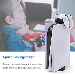 PS5 Charging Station for The Top of PS5 Console, PS5 Controller Charger Station, YUANHOT [Minimalist Design] PS5 Controller Accessories Charging Dock for Playstation 5 DualSense Controller