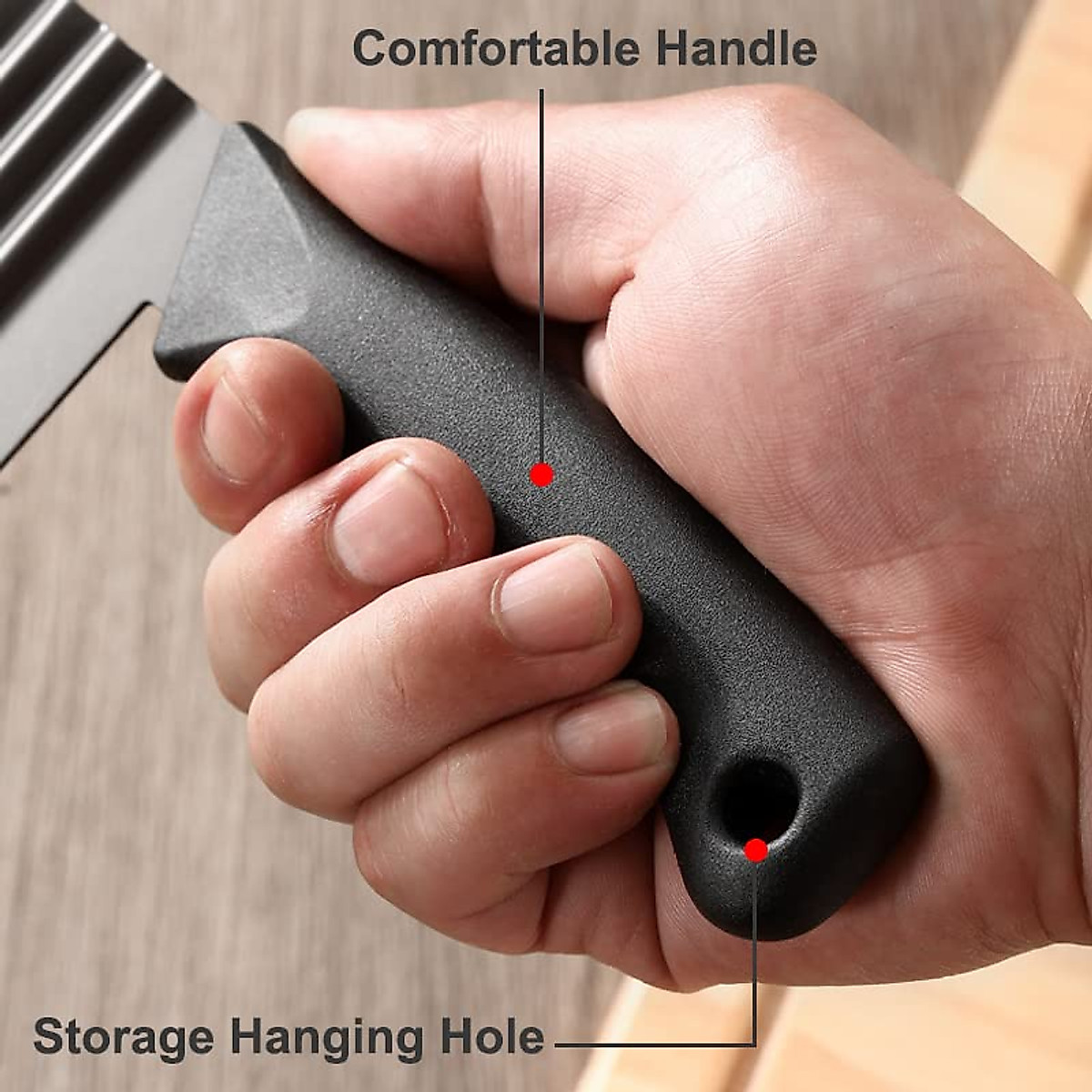 Crinkle Cutter Vegetable Stainless Steel Deeper Crinkle Slicer Sharp Blade with Hang Hole Wavy French Fries Chopper for Potato, Carrot, Etc (Black)