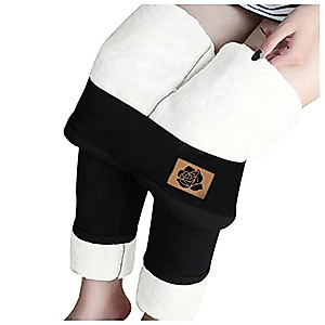 Womens Sherpa Fleece Lined Thermal Jeans Comfort Sweatpant Athletic Fit Jogger Sweatpant(B-Black,X-Large)