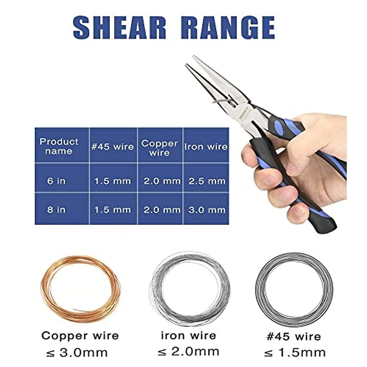 URASISTO 6-Inch Long Needle-Nose Side Cutting Pliers with Heavy Duty Nickel Chromium Steel Construction