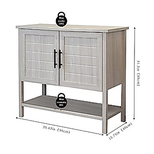 LUSUOWLZ Sideboard Storage Cabinet with USB Charger, Console Table with 2 Tire, Wooden Accent Buffet Cabinet, Console Table for Hallway Living Room & Kitchen…