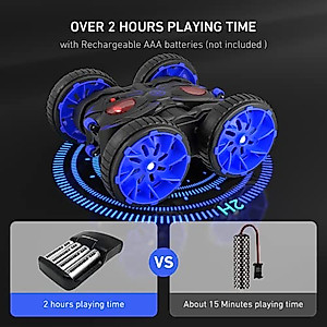 ifollower Remote Control Car,RC Cars Toy All Terrain Off Road 4WD Double Sided Running RC Crawler, 360° Rotation & Flips 2.4GHz RC Stunt Car Birthday Gift for Boys & Girls Aged 4 5 6 7 8 9 10 11 12