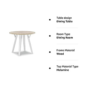 Signature Design by Ashley Grannen Modern Round Dining Room Table, White & Natural Wood