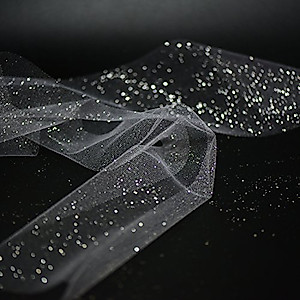 Sparkling Tulle Ribbon Roll Glitter Tulle Spool, 6 Inches by 25 Yards for Christmas Wedding Gift Wrapping Tutu Skirt, Party Decoration