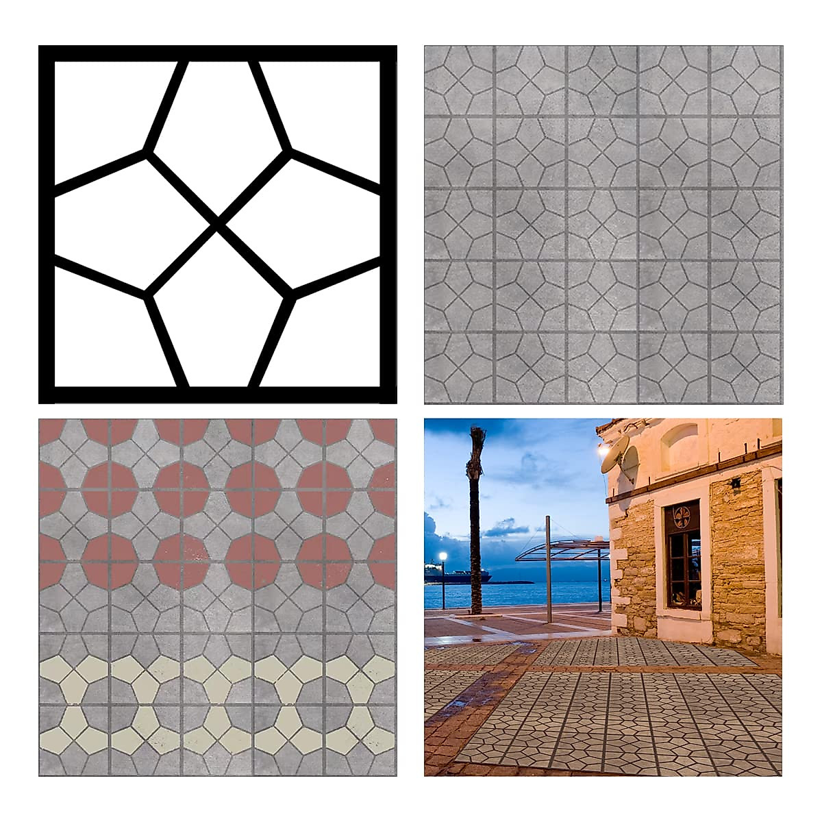 Concrete Molds and Forms,2Packs 15.7 x 15.7 x 1.6 inch DIY Reusable Walkway Walk Maker Pathmate Paving Pavement Stepping Stone Outdoor Paver Path Garden Lawn Yard Patio Cement Mold