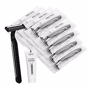 Disposable Razors in Bulk Pack of 30,Black Bulk Razors Disposable Individually Wrapped Twin Blade Disposable Shaving Razors with Shaving Cream and Clear Cap Set for Homeless,Hotel,Charity,Travel