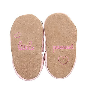 Robeez Baby Girls Little Peanut Shoes Soft Soles Traditional Silhouette Pink and White Polka Dots with Elephant 6-12 Months Infant