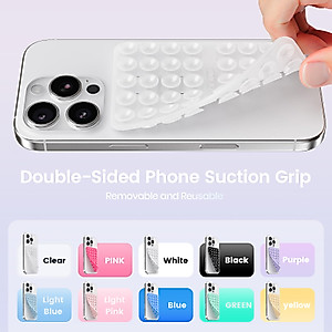 Klearlook Silicone Suction Cup Phone Case Mount Double Sided, Sticky Phone Grip with Higher Suction Power for Cell Phone, Hands-Free Phone Accessories Holder for Selfies and Videos, Transparent