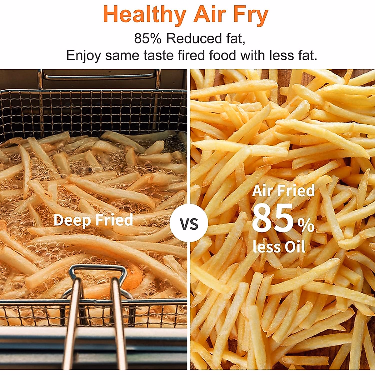 Air Fryer Toaster Oven Combo, Fabuletta 10-in-1 Toaster Ovens Countertop 1800W, 100-450°F Temperature Control，Flip Up & Away Capability for Storage Space, Enamel Baking Pan Easy Clean with Recipe Book