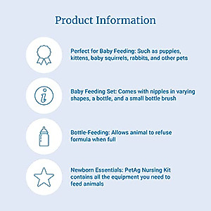 PetAg Nursing Kit - Baby Bottle and Nipple for Small and Large Pets - Promotes Natural Feeding of Esbilac - 2 oz Bottle - 2 Pack