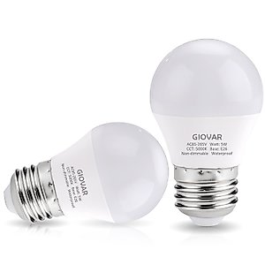 GIOVAR 2-Pack LED Refrigerator Light Bulbs 40 Watt Equivalent 120V, A15 Appliance Light Bulb Daylight 5000K for Fridge, E26 Base, Waterproof, Non-Dimmable