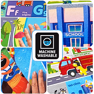 QUOKKA ABC Floor Play Mat – Extra Thick 0.8cm Non-Slip Padded Nursery Rug with City Design for Babies Toddlers & Kids – Super Soft Plush Mat for Playroom - Foldable Gift for Boys and Girls