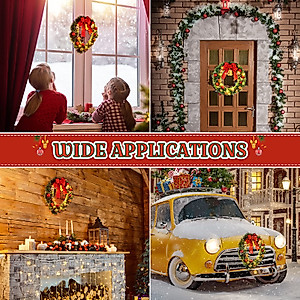 Datanly Christmas Car Wreath Decorative LED Lighted Car Wreath Bell Red Bow Wreath Christmas Decorations for Car Truck SUV Mounting Equipment, 11.8 Inches