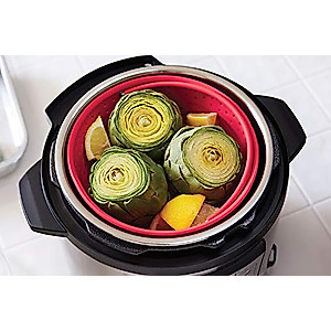 Fox Run Collapsible Silicone Steamer Basket Insert for Instant Pot, 6-Quart, Red