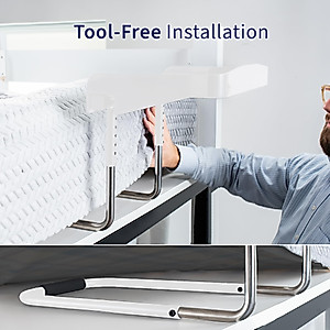 Height Adjustable Under Mattress 17 inch Bedside Shelf, Works with Lofts and Beds Without Frames, Heavy Duty Storage Tray, Fits Laptops, Books, and Drinks, Nightstand Alternative, White